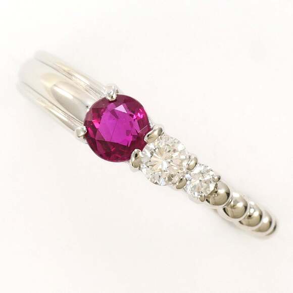 OTHERS | Jewelry | Pt90 Platinum Ring Ruby 036 Ct Diamond 03 Total ...